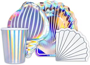 Amazon.com: Dulousia Seashell Conch Paper Plates Cups, Mermaid Party ...