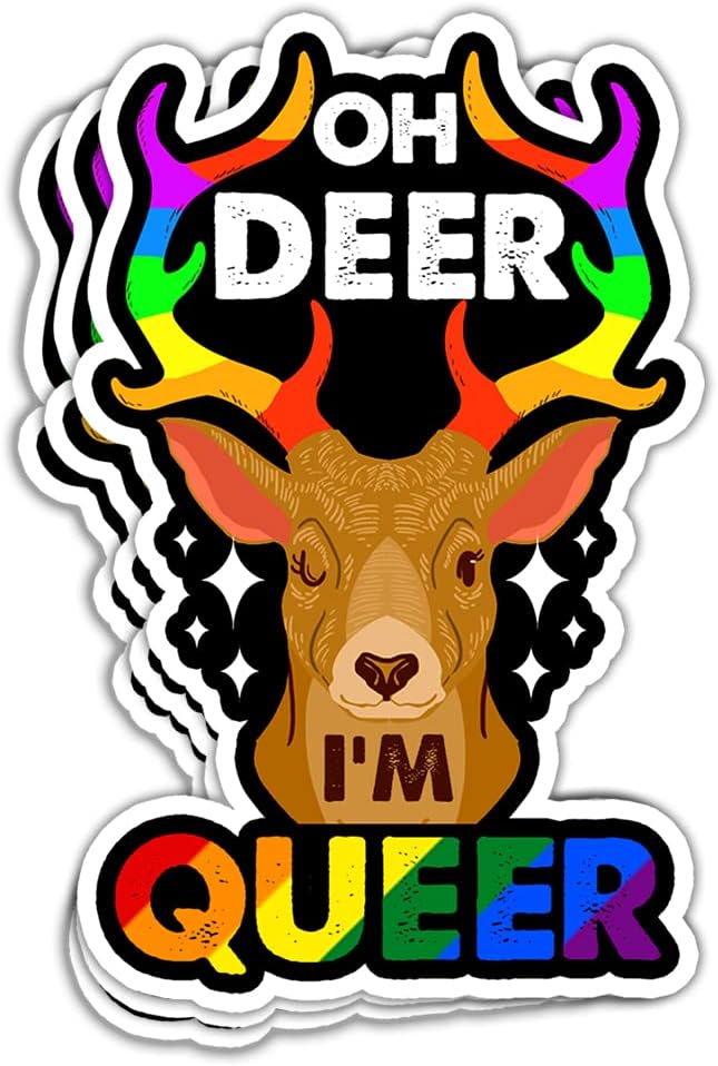 Amazon.com: COIASY (3 Pcs) Oh Deer I'm Queer Sticker Funny LGBT Pride ...