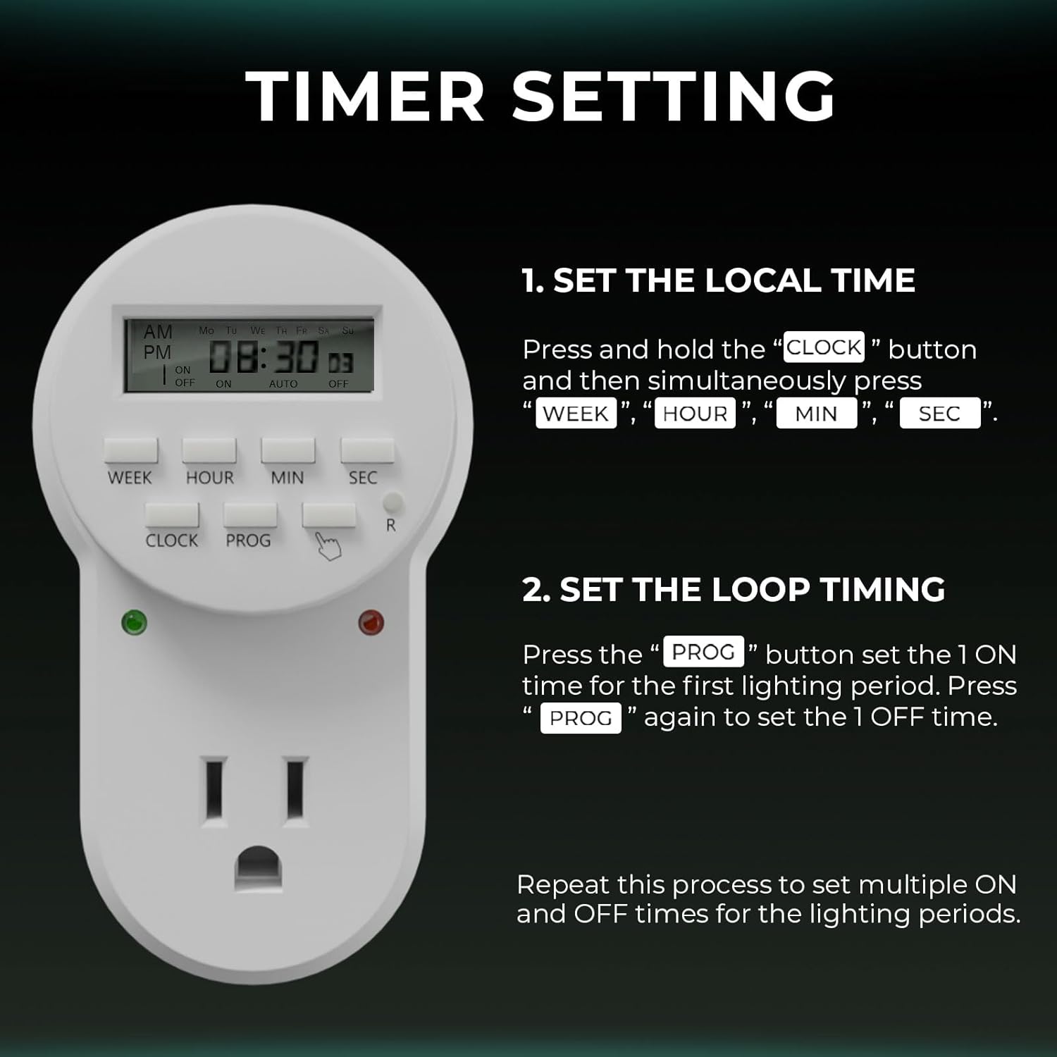2024 MARS HYDRO 7 Day Programmable Digital Timer,20 On/Off UL Listed ...