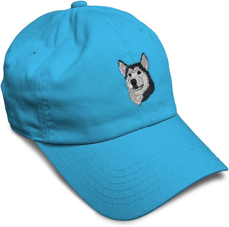 Soft Baseball Cap Siberian Husky Head A Embroidery Dogs Siberian Husky ...