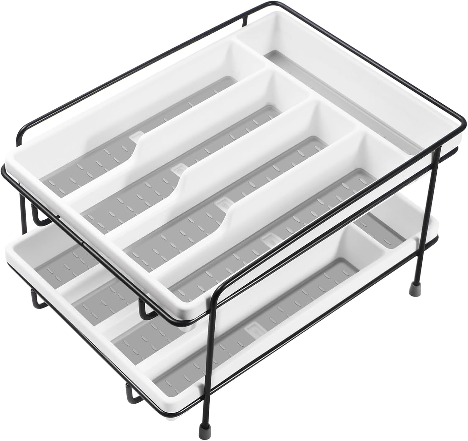 Amazon.com - CherHome 2 Pieces Plastic Silverware Organizer with Steel ...
