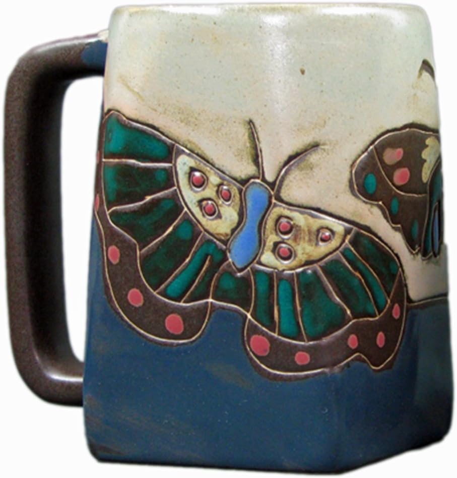 Amazon.com | Mara Stoneware Mug - Butterflies - Blue 12 oz.: Drinkware ...