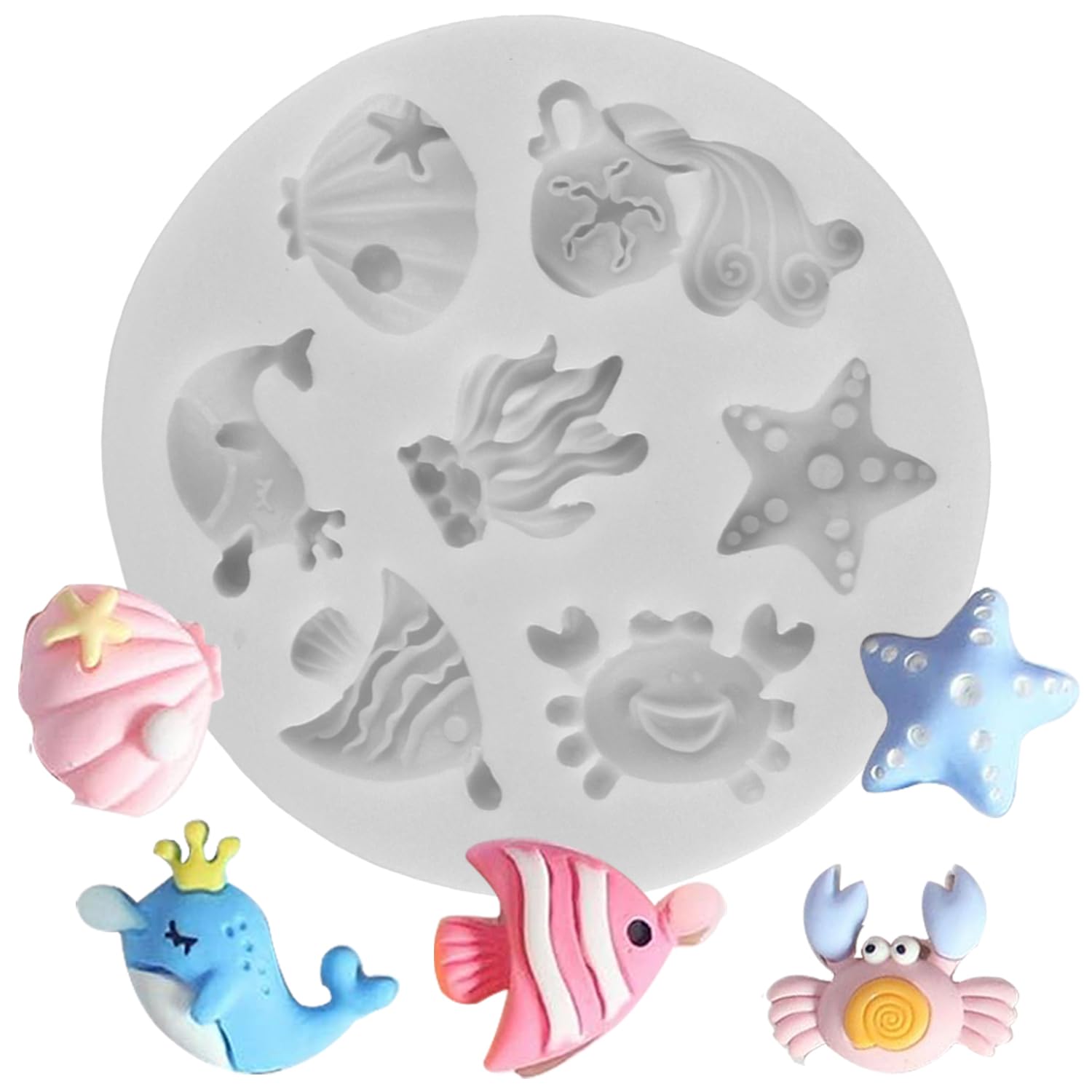 Amazon.com: Small Sea Life Beach Ocean Theme Silicone Mold Crab Dolphin ...