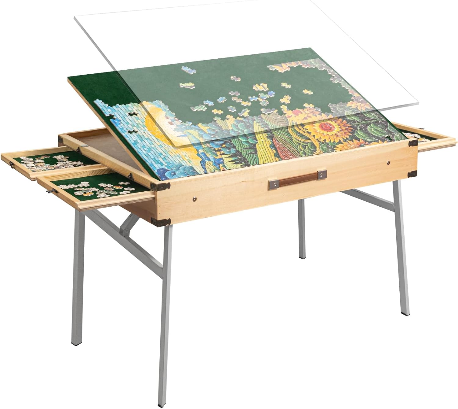 Amazon.com: Puzzle Table, 1500 Piece Portable Jigsaw Puzzle Table ...