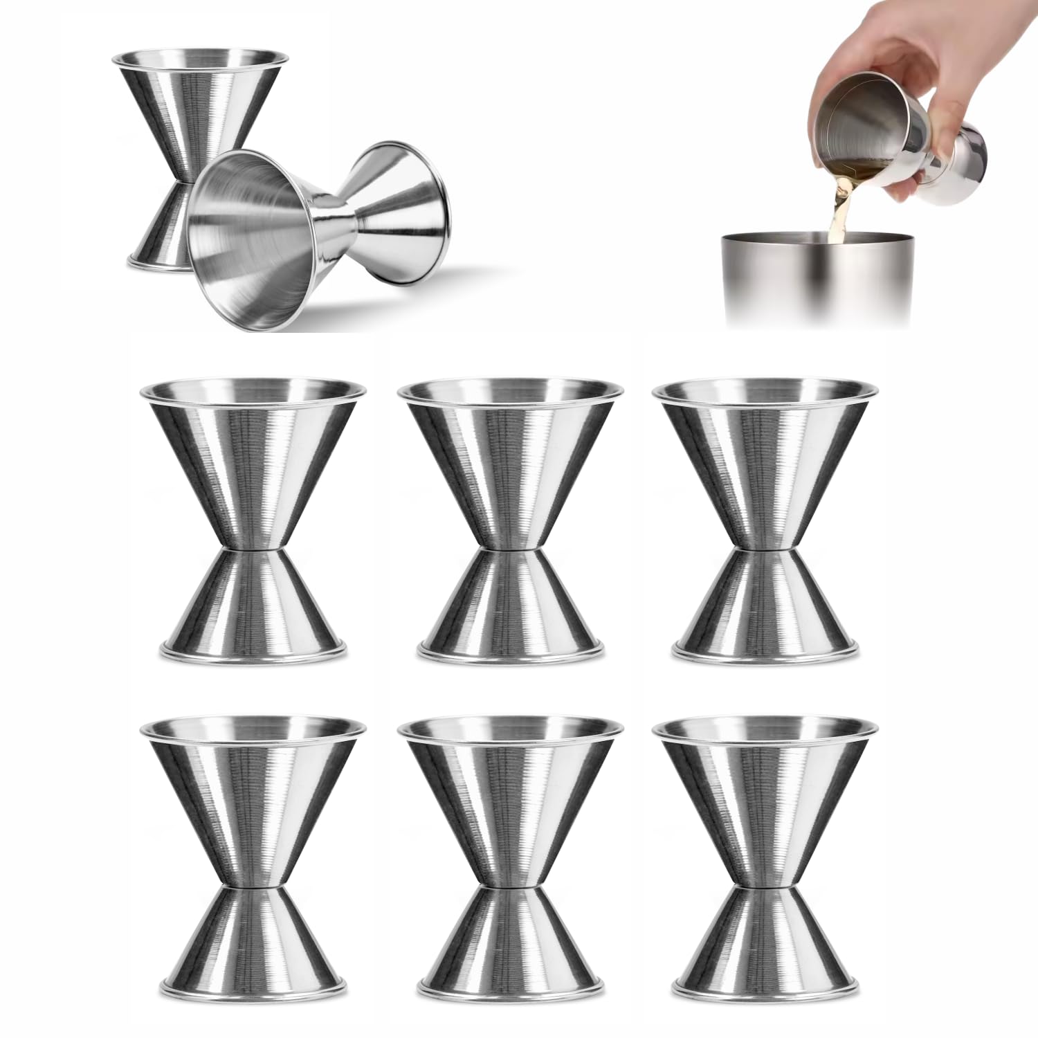 Amazon.com: Marbella Double Sided Cocktail Jigger Stainless Steel Heavy ...