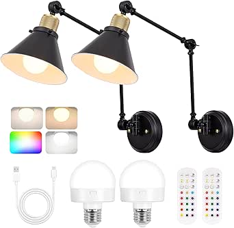 TRLIFE Rechargeable Battery Operated Wall Sconces, Dimmable and ...