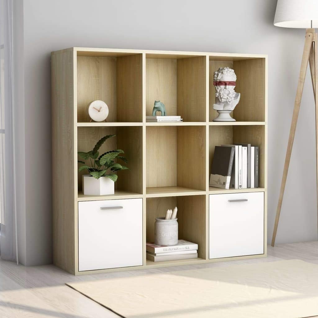 Amazon.com: Book Cabinet with 7 Open Cubes and 2 Doors, Chipboard ...