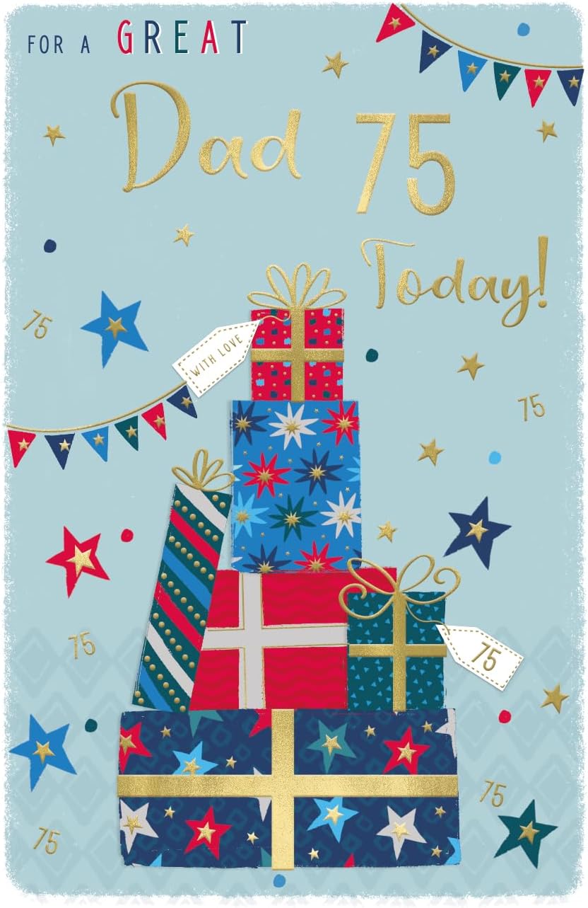 dad Happy 75th Birthday Card 75 age Balloons (envelope Included ...