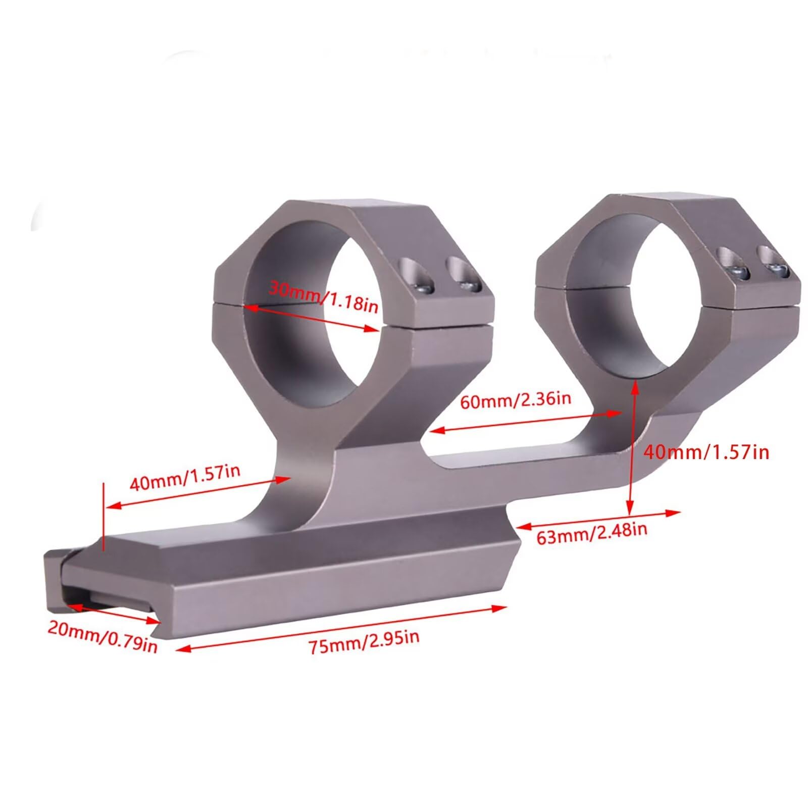 Snapklik.com : Optics 30 Mm Cantilever Picatinny Scope Mount Brown