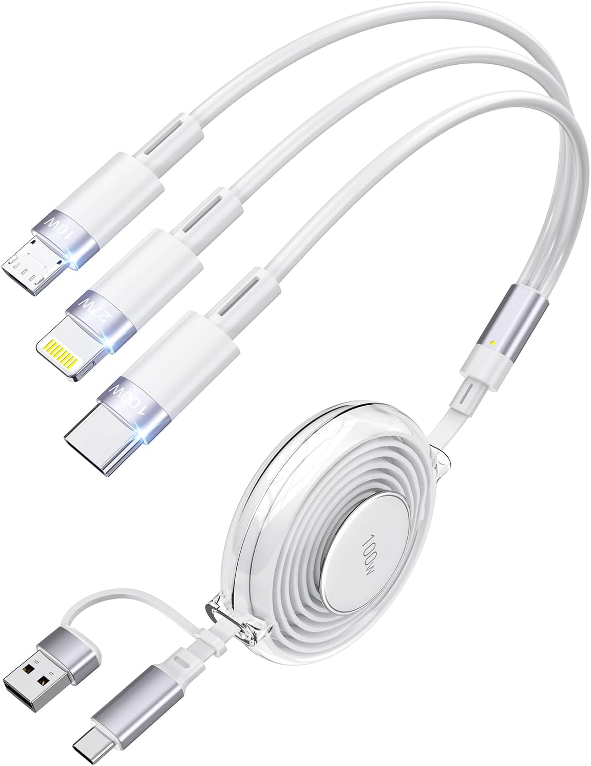 Amazon.com: 100W Retractable Multi 5-in-1 USB A/Type C to Lightnning ...