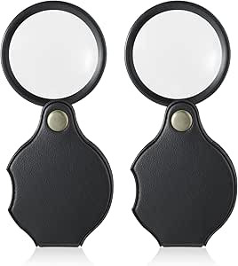 Dimeho 2 Pcs Small Magnifying Glass 4X Mini Pocket Magnify Glass ...