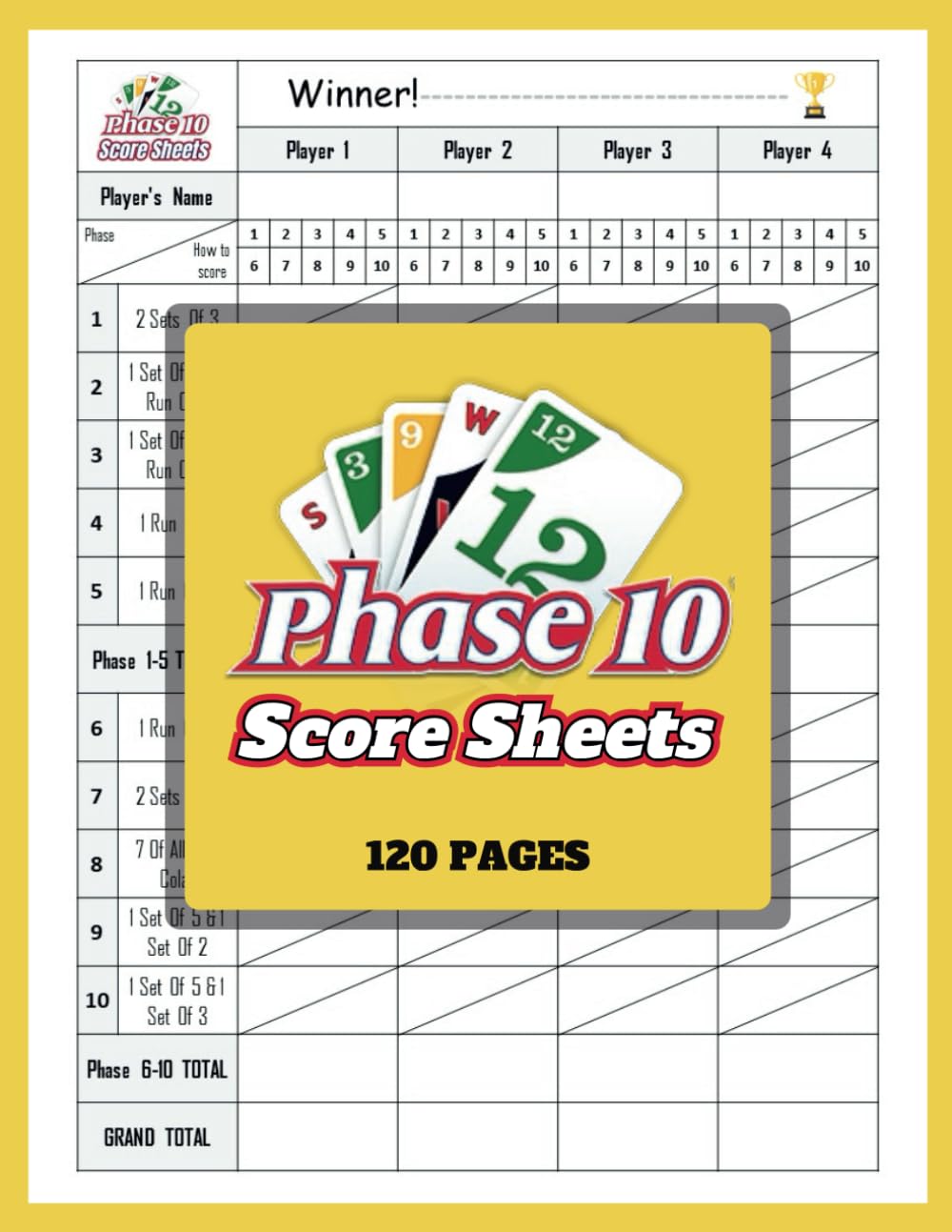 Amazon.com: Phase Ten Score Sheets: Large Print Score Pads with Size 8. ...
