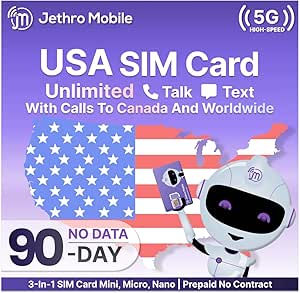 Jethro Mobile USA Sim Card (90 Days), Unlimited Talk & Text in US ...