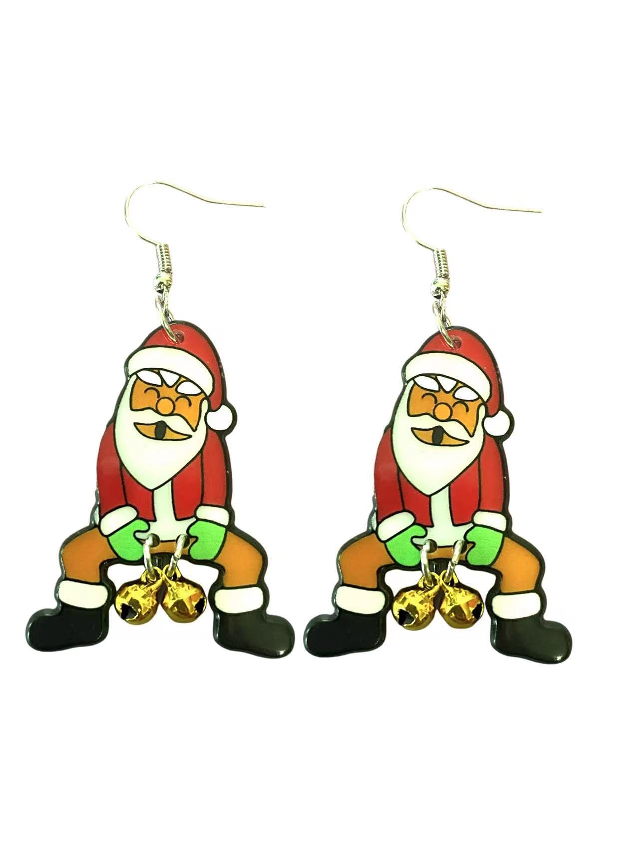 Amazon.com: Cute Pair of Santa Claus/ Jingle Bells Earrings for Women ...
