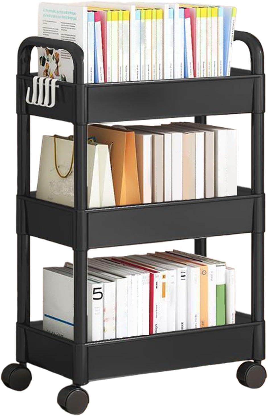 Amazon.com: 2025 New Mobile Bookshelf with Wheels - Mobile Bookshelf ...