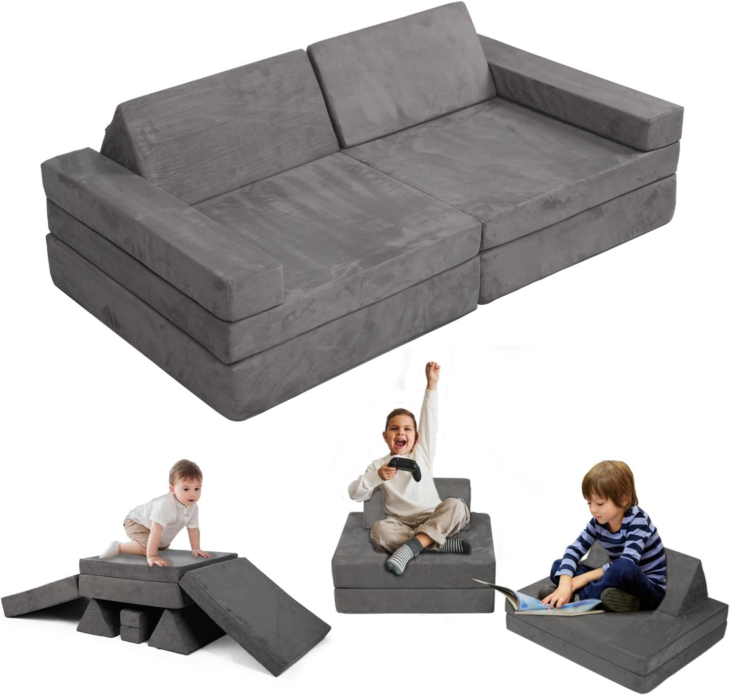 Amazon.com: LFCREATOR Kids Play Couch, Modular Toddler Glow Sofa for ...