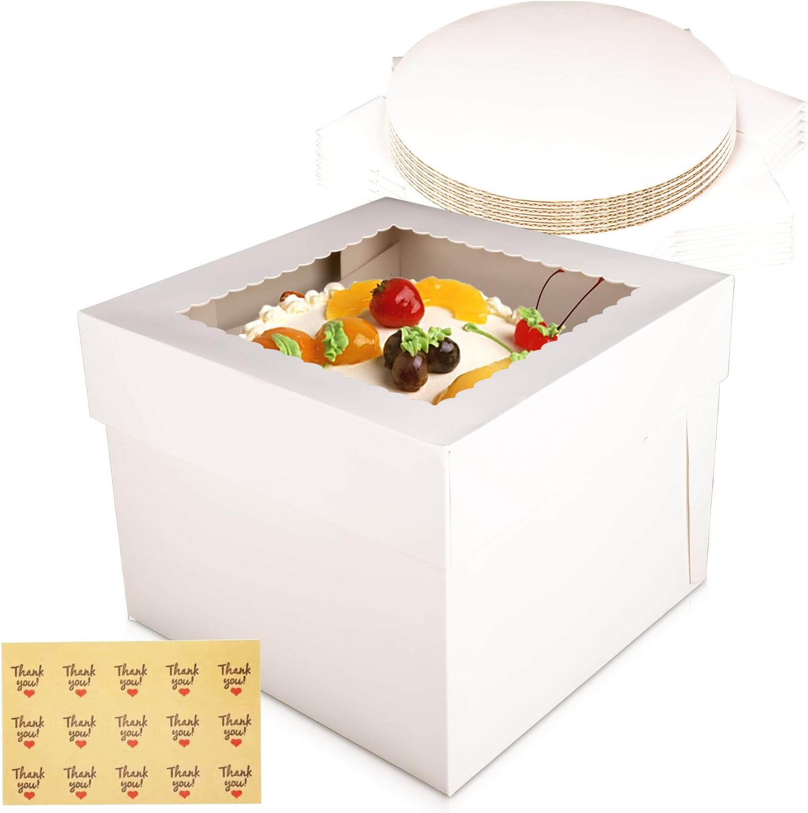 Zhavo, 4 Pack, 2 Sets of 10x10x10" Tall White Cake Box & 2 Sets of 10 ...
