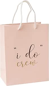 Amazon.com: I Do Crew Gift Bags - 12 Pack Baby Pink Bridal Favor Bag ...