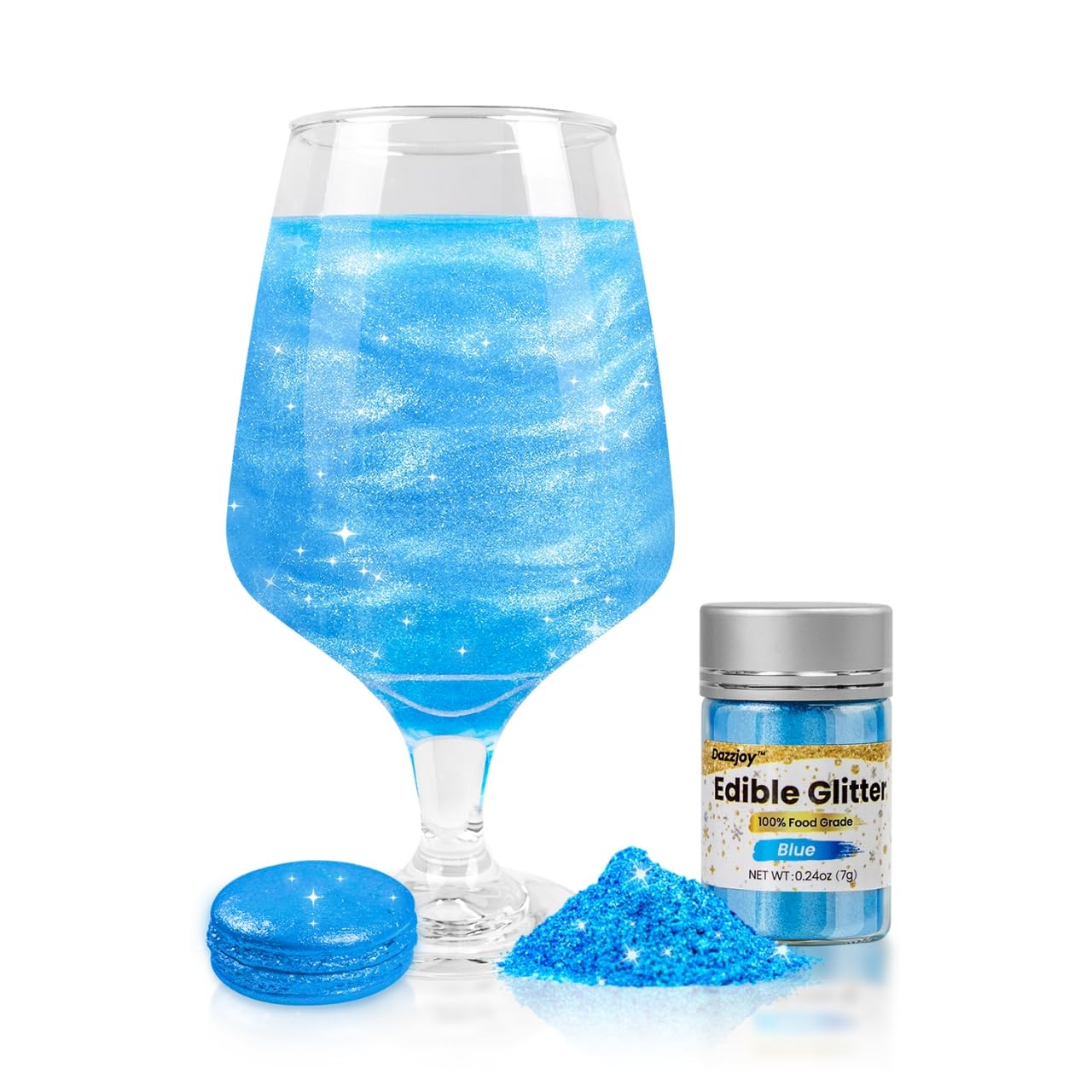 Amazon.com : Dazzjoy Blue Edible Glitter for Cocktails, Food Grade 7g ...
