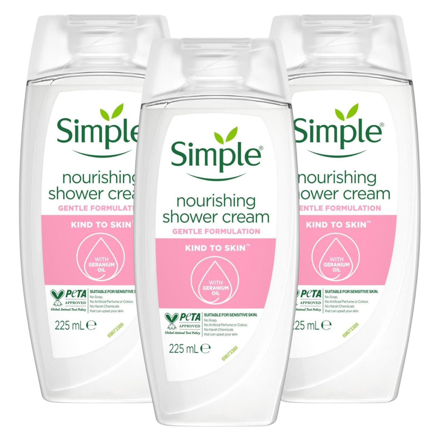 3 x 225ml | Simple Kind to Skin Nourishing Shower Cream 225mL | Gental ...