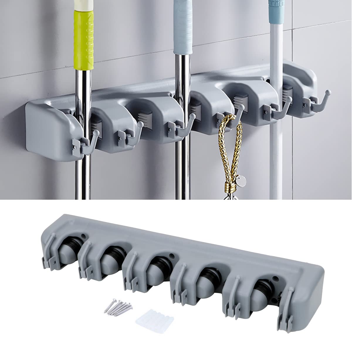 Techson Broom Mop Holder Tidy Organizer, Brush Handles Support Plastic ...