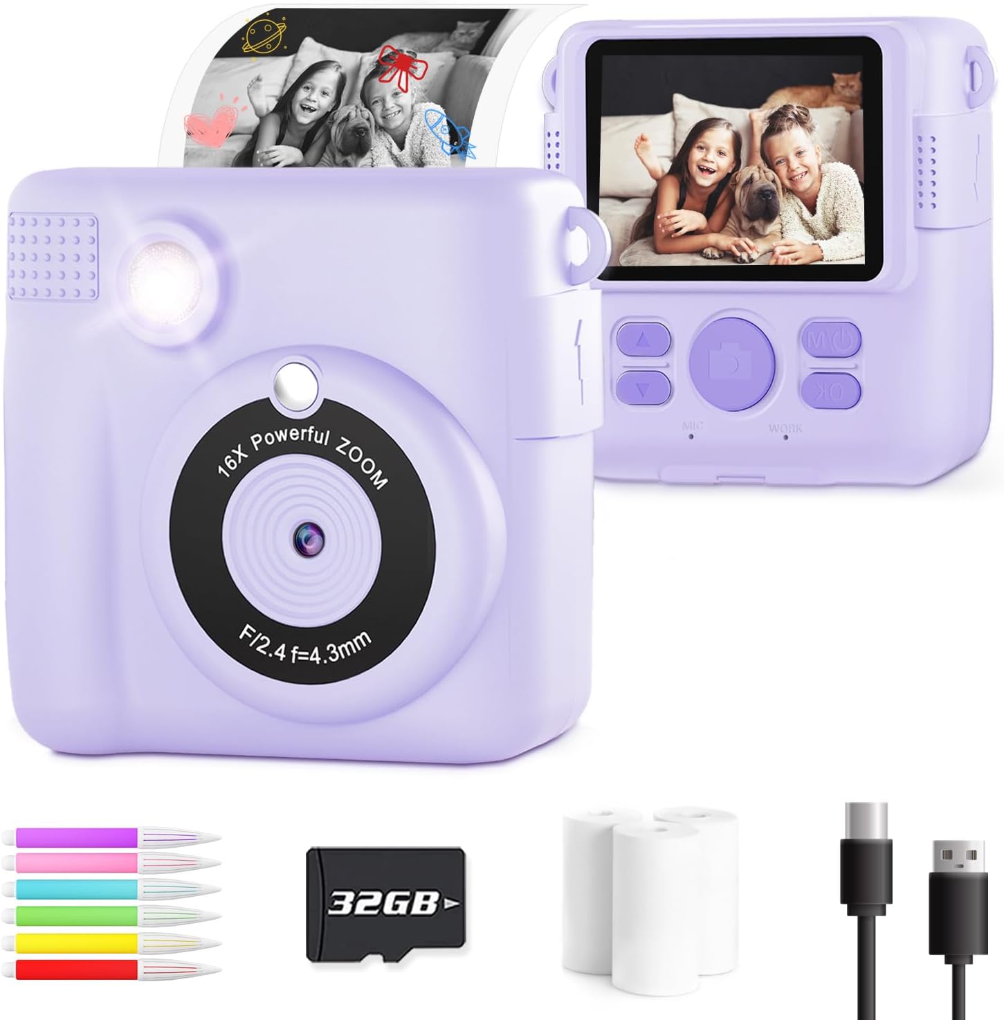 OPERHOO Kids Camera Girls Boys, Kids Instant Print Camera Toy 3-14 Year ...