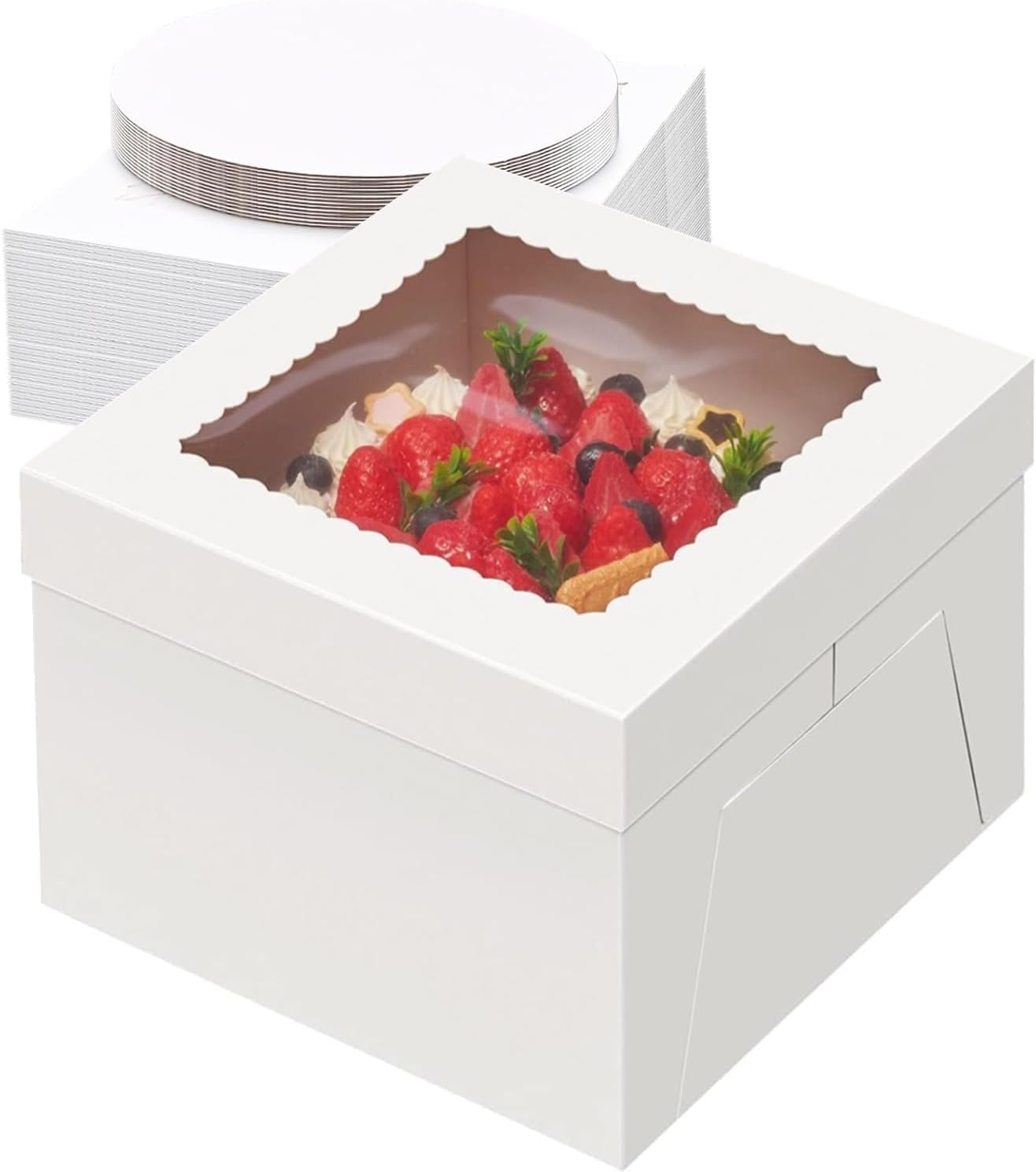 15 Pack Cake Boxes, 12x12x8 Inch Disposable Cake Box with Window, Tall ...