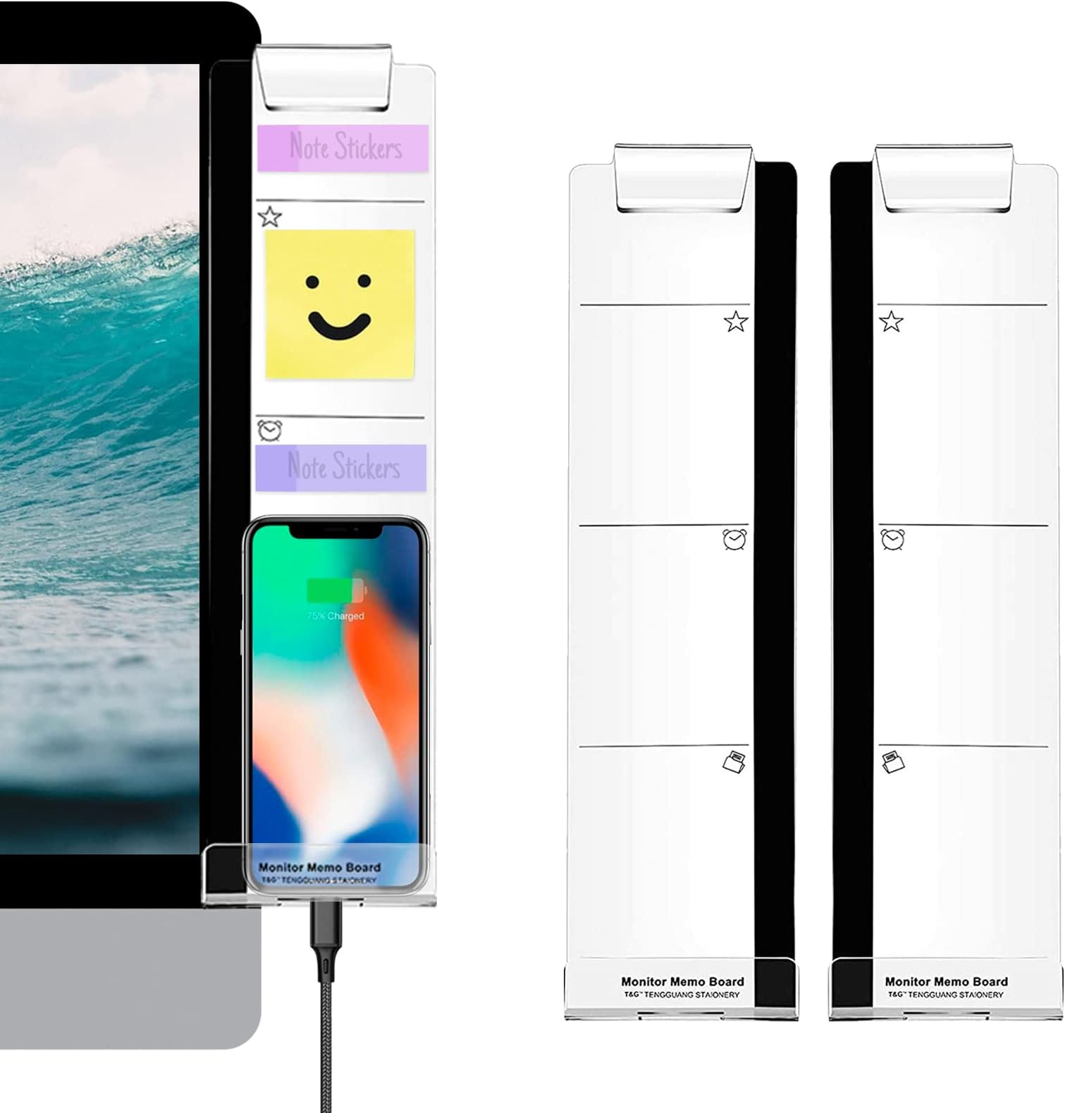 Amazon.com: 2 Pack Computer Monitor Memo Board for Frameless Monitors ...