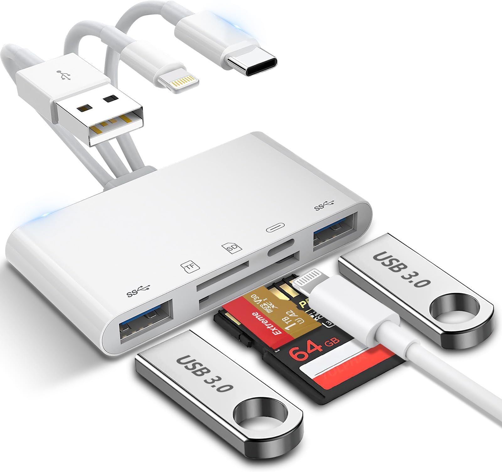 Amazon.com: 5-in-1 Memory Card Reader, USB OTG Adapter & SD Card Reader ...
