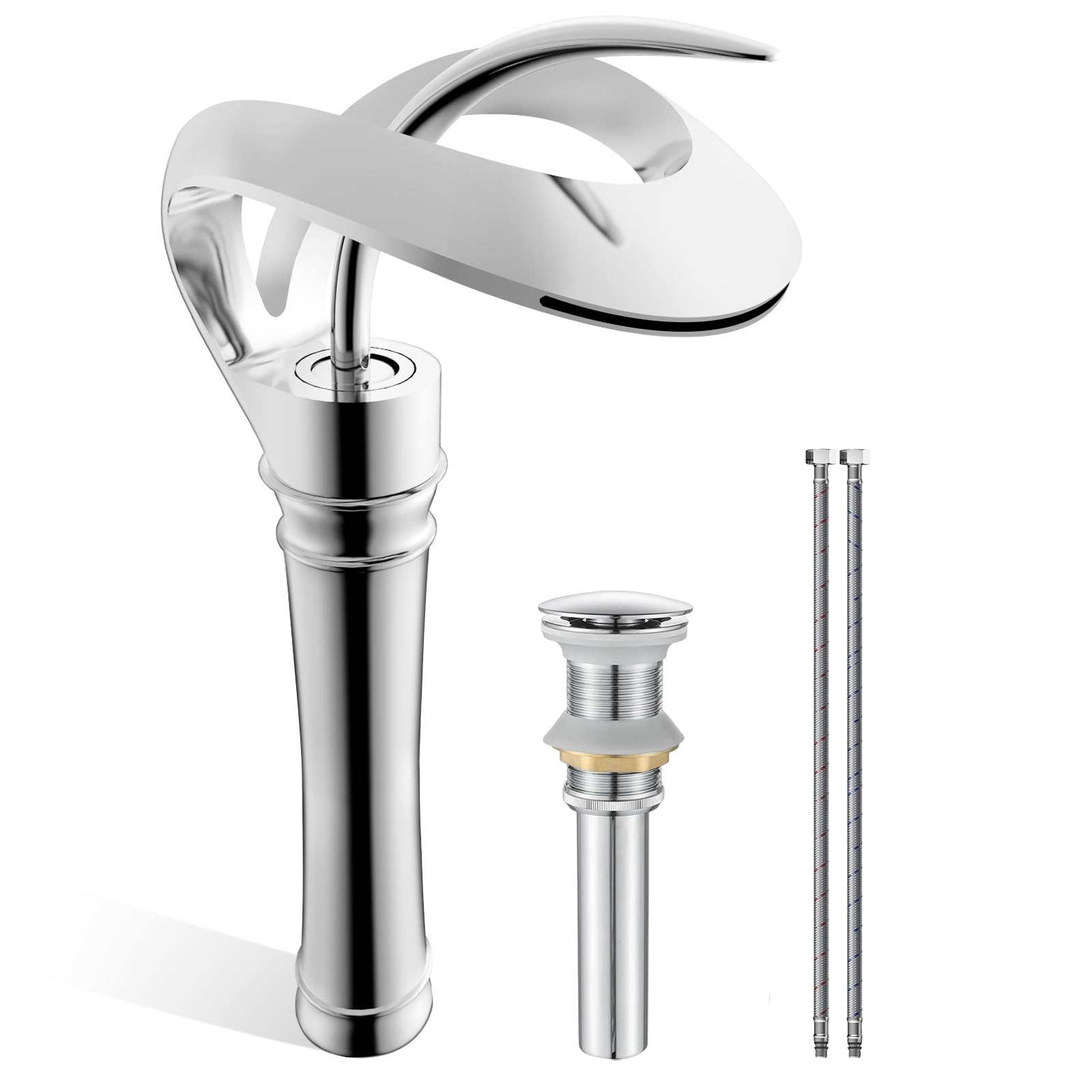 Elegant Bathroom Sink Faucet Single Hole,AUU Waterfall Chorme Vessel ...