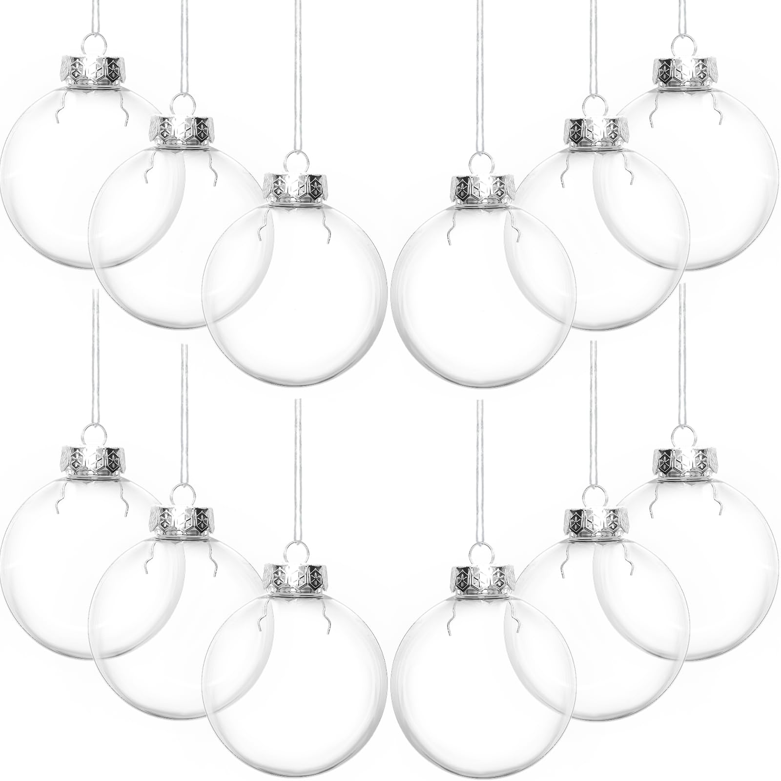 Amazon.com: 12PCS Large Clear Plastic Fillable Ornaments Balls with ...