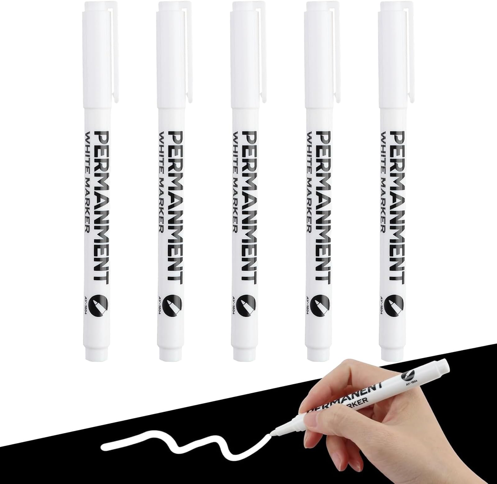 5Pcs White Permanent Marker Pens - Extra-fine & Medium Tip White Fabric ...
