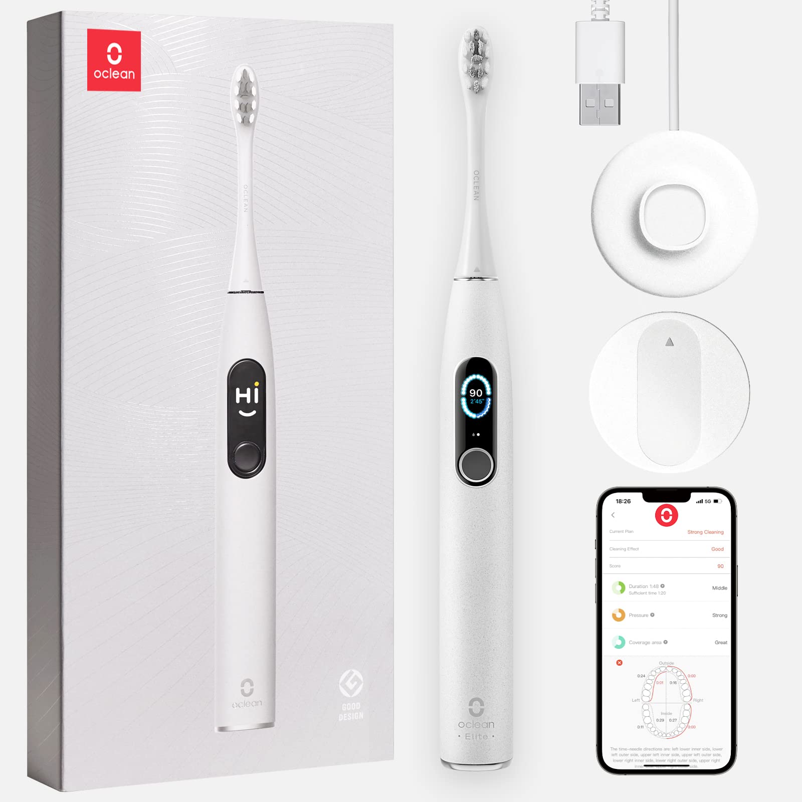 Buy Oclean X Pro Elite Premium Set (Toothbrush+6 Brush Heads+Travel ...