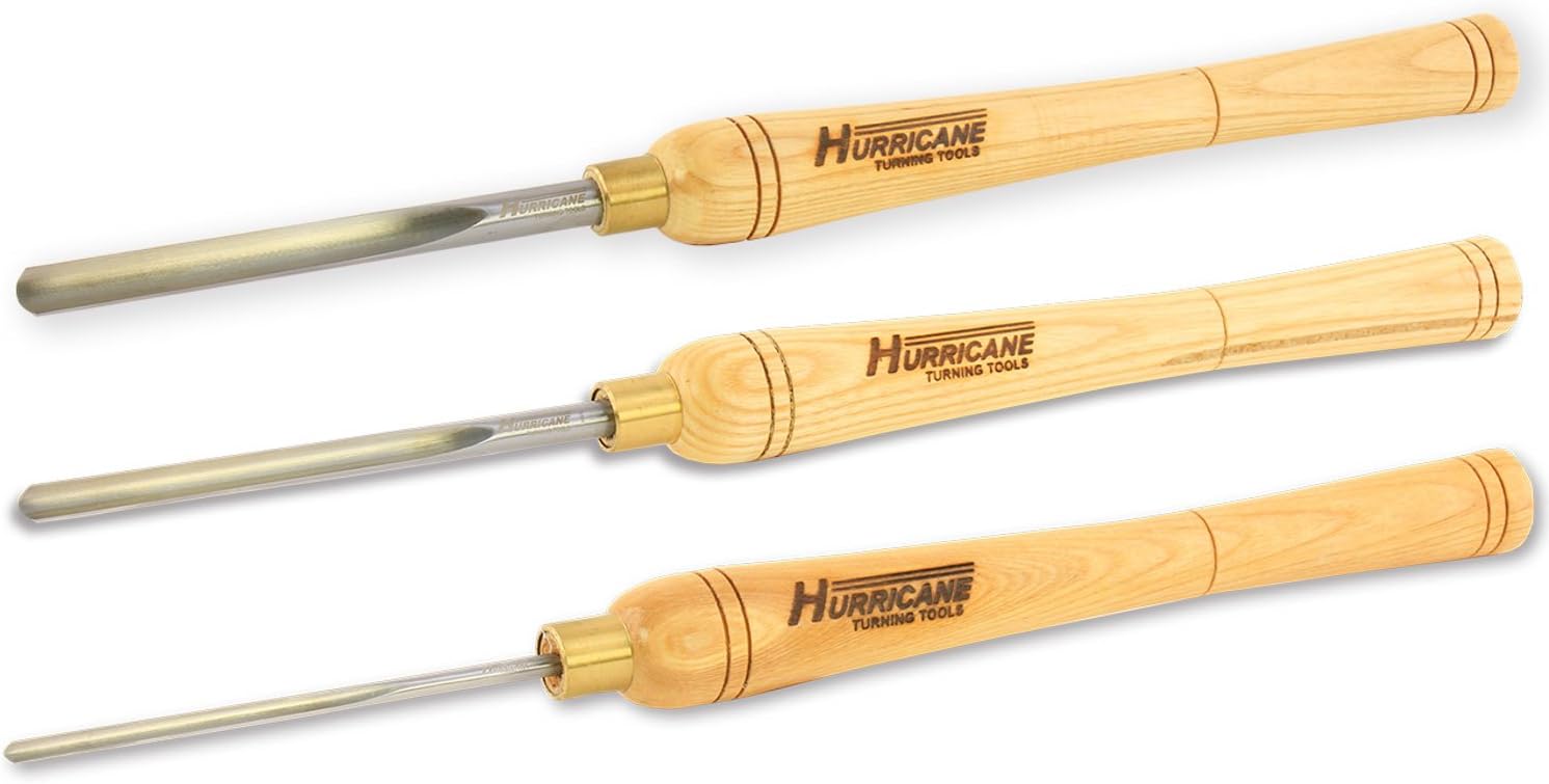 Hurricane Turning Tools, HSS, 3 Piece Spindle Gouge Set (1/4", 3/8" and ...