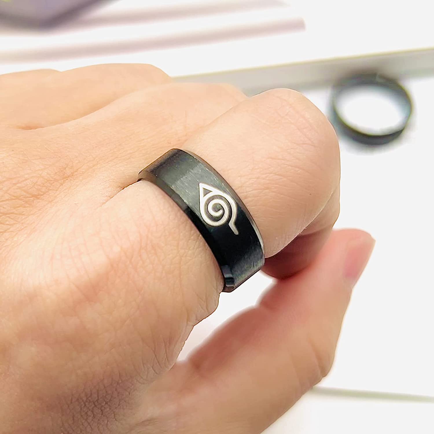 Stainless Steel Anime Rings for Men,Anime Akatsuki Naruto Demon Slayer ...