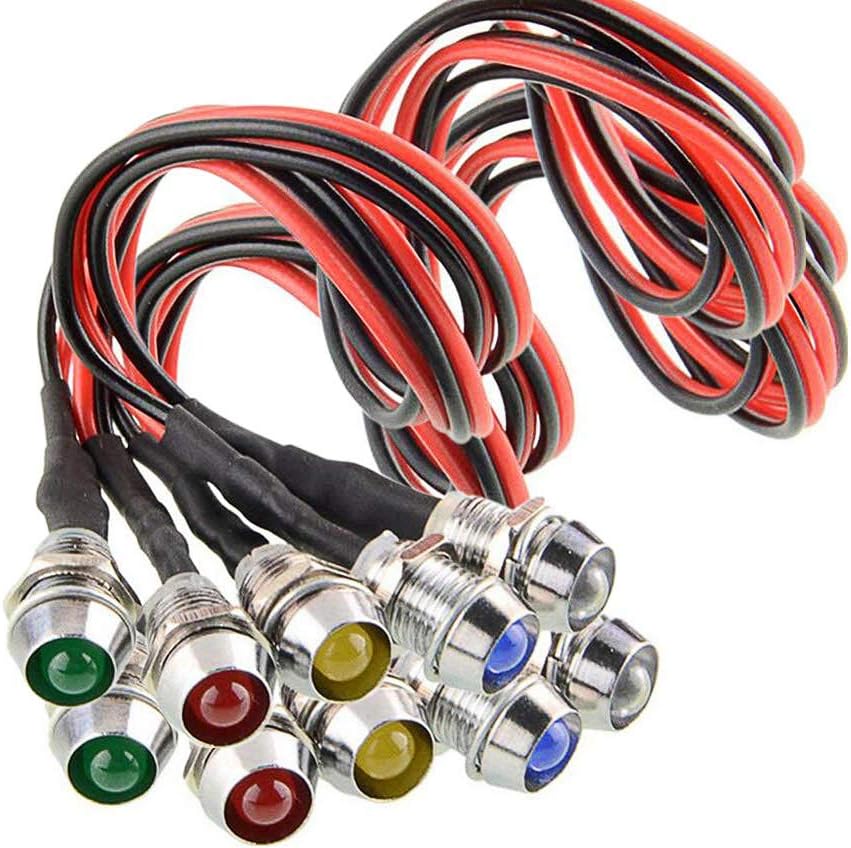 Amazon.com: uxcell LED Signal Indicator Lights AC/DC 12V 8mm Panel ...