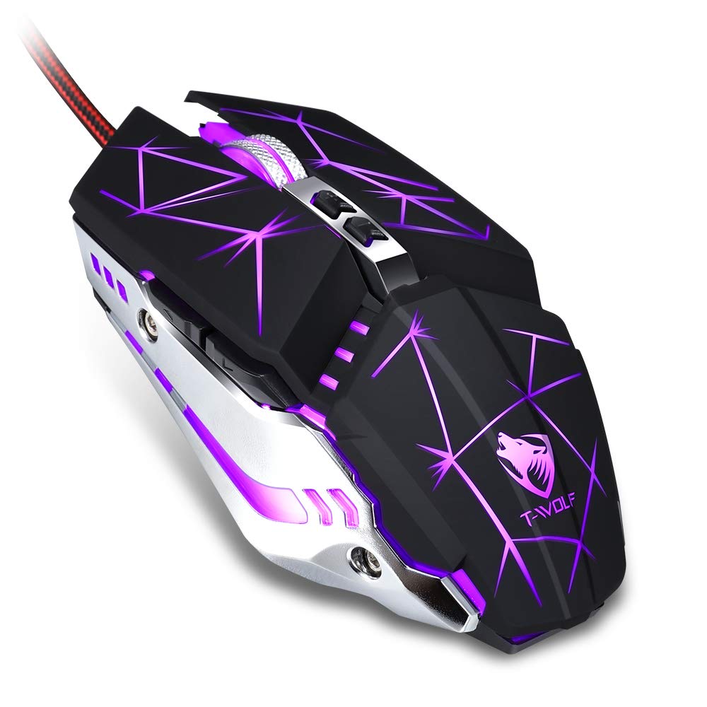 T-WOLF V7 Gaming-Maus mit Kabel (3200 DPI) [programmierbar] [Atemlicht ...