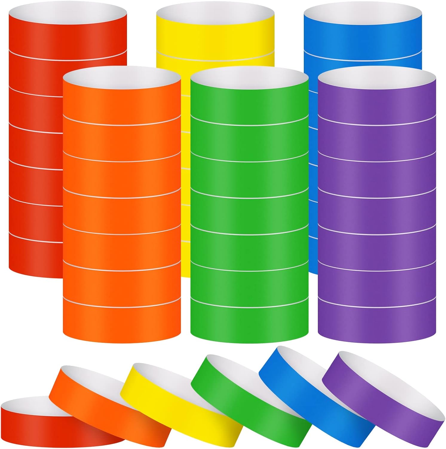 Amazon.com : 600 Counts Paper Wristbands Neon Wrist Bands Waterproof ...