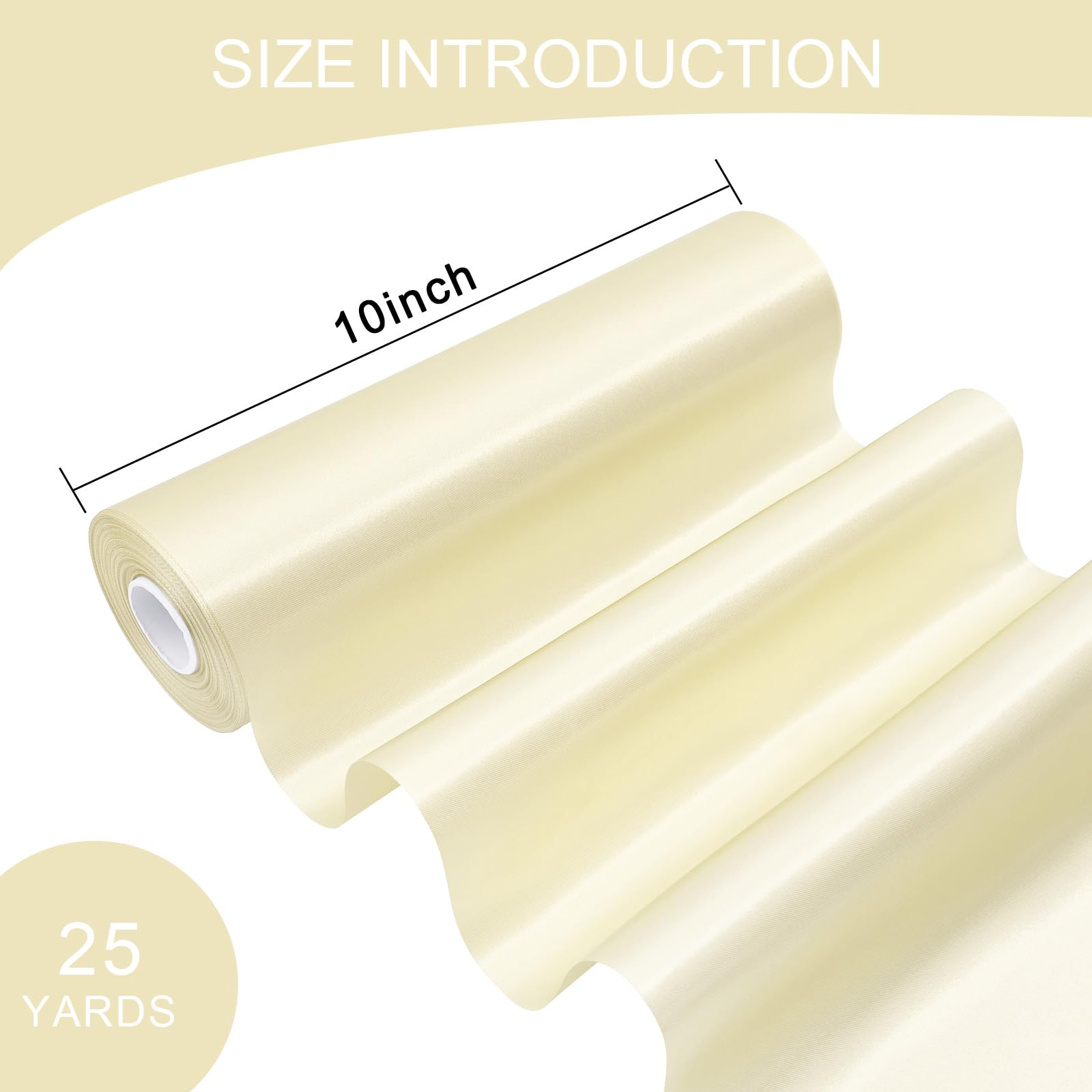 Snapklik.com : Ivory Satin Ribbon 10 Inch 25 Yards Fabric Large Silk ...