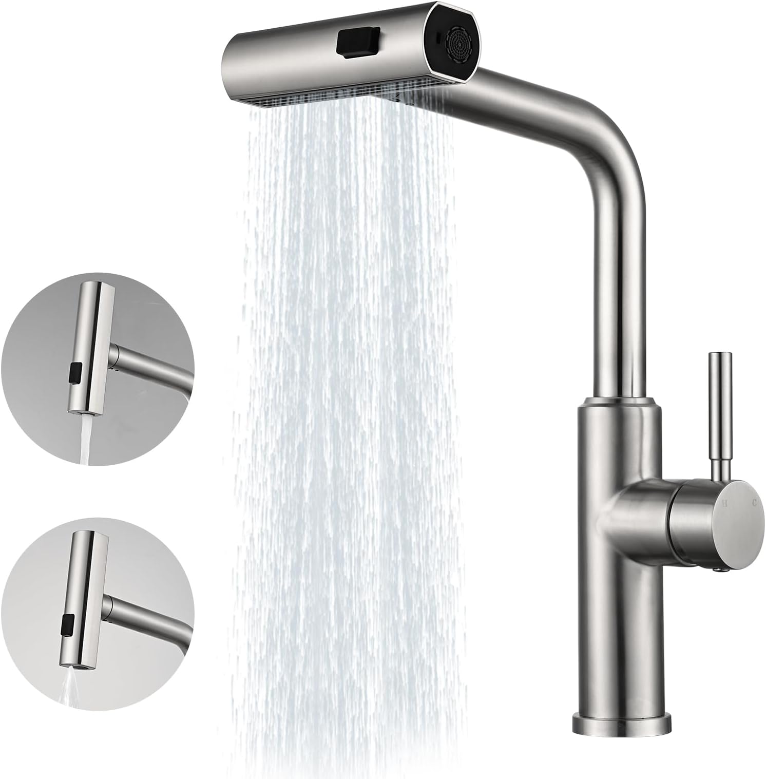 Suteng Waterfall Kitchen Faucet, Touch Kitchen Faucet, 3 in 1 360 ...