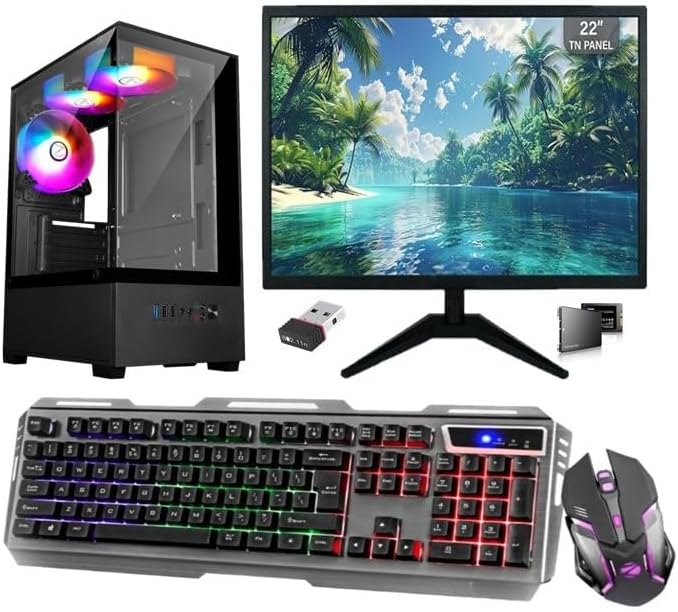 MegaDesk RGB-X All-in-One Desktop Computer Set, i3 3200, 8 GB RAM, 256 GB SSD, 22" HD LED ...
