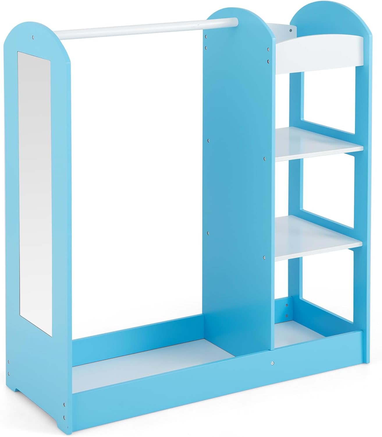 GYMAX Kids Dress up Storage, Wooden Children Wardrobe with Mirror ...