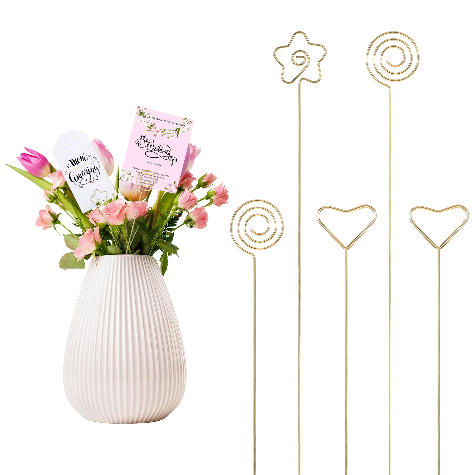 Amazon.com: 30Pcs Floral Card Holder Picks Metal Wire Floral Place Card ...