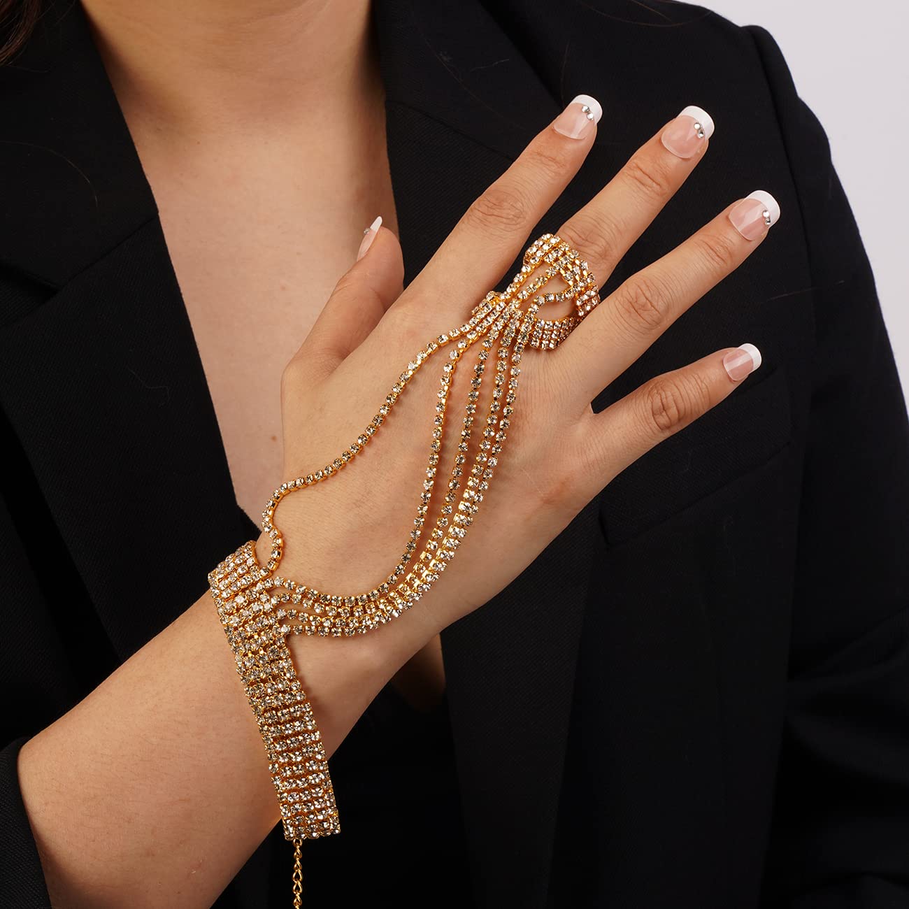 Gold Bracelet With Ring Attached