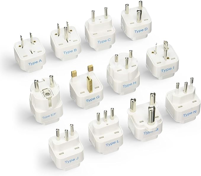 Amazon.com: Ceptics Travel Adapter with Types A-M Plugs, Travel Plug ...