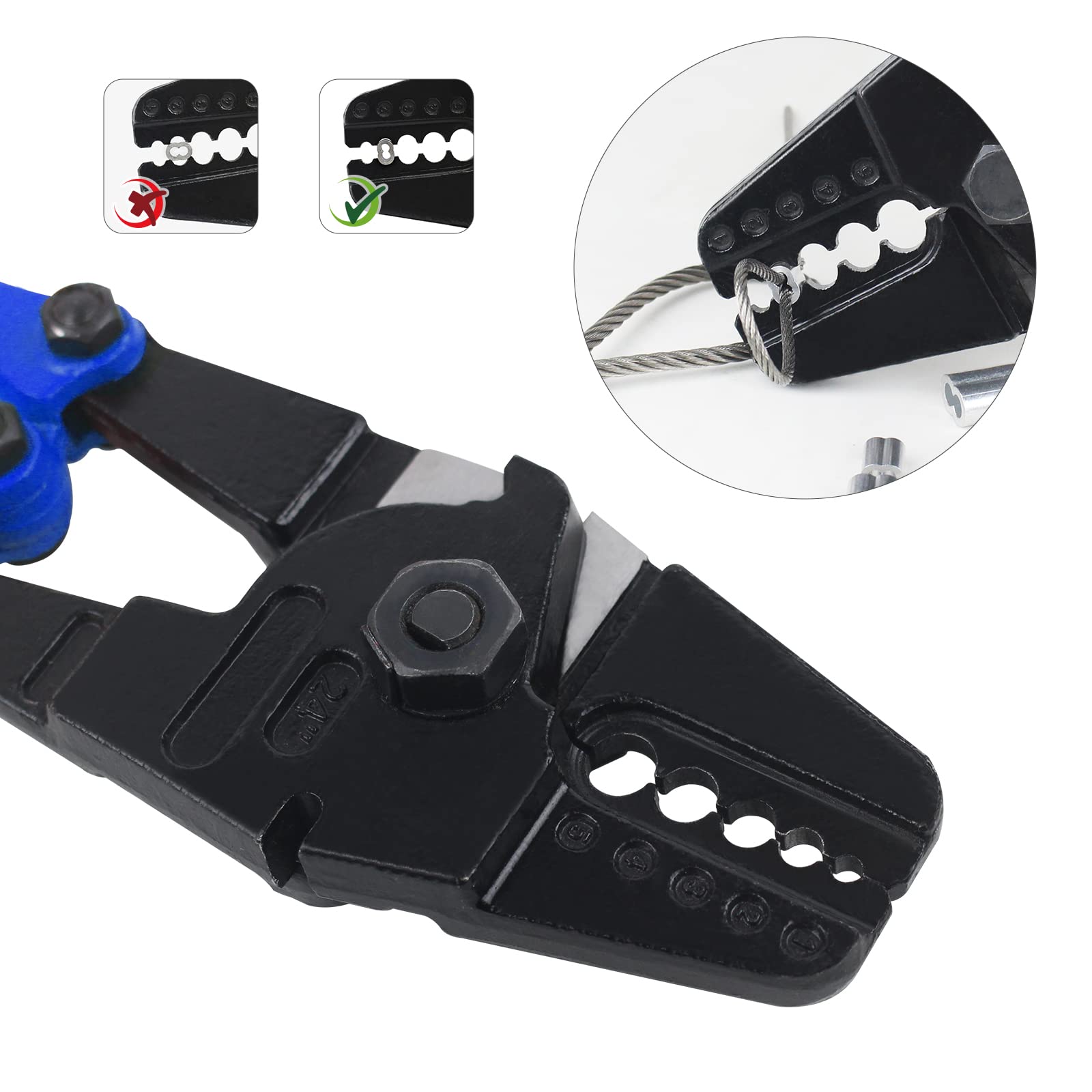 TOUGHER 24 Inch Hand Crimping Cutting Tool, Wire Rope Crimping Tool ...