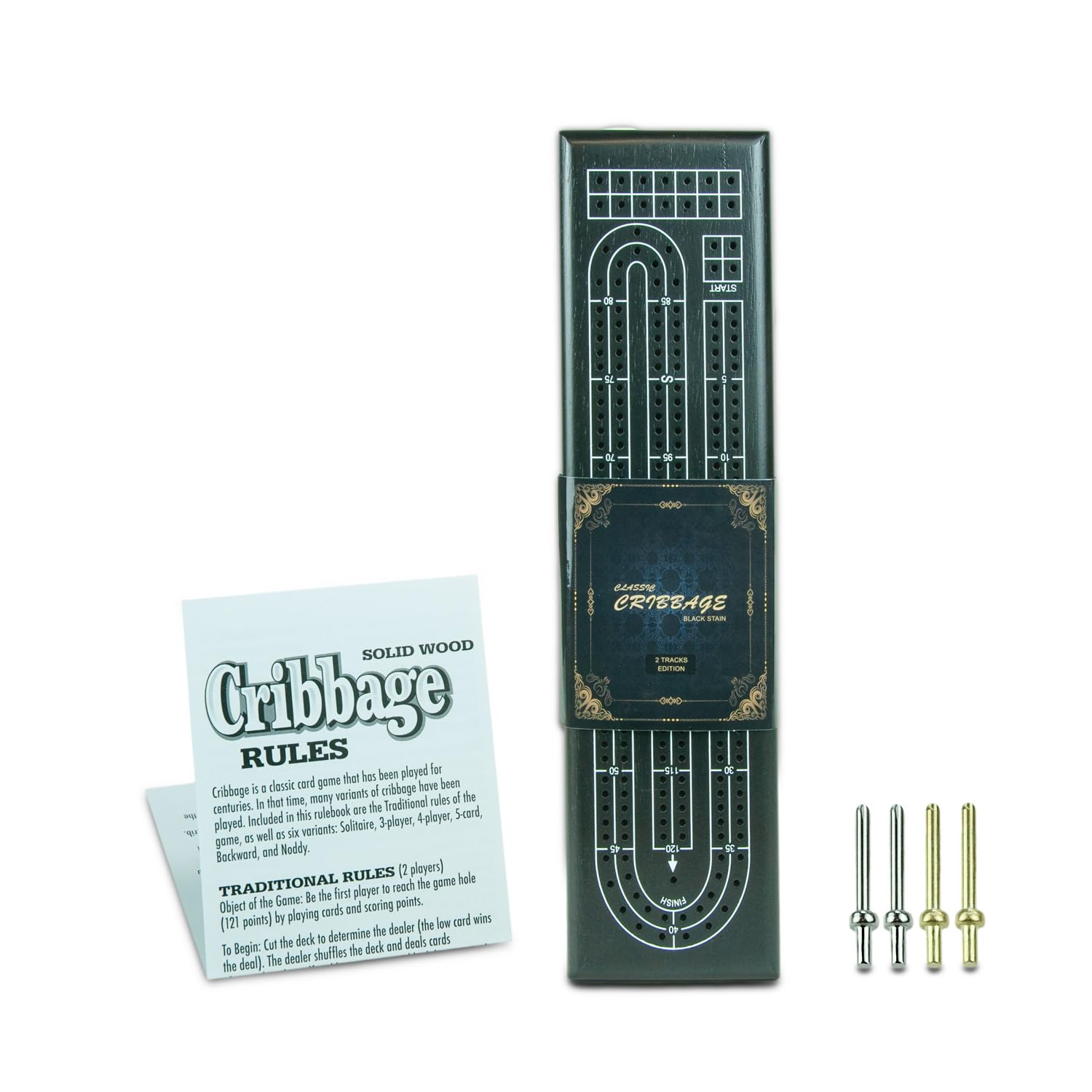 Amazon.com: Tradeopia Premium 2-Track Cribbage Board (Black) with Metal ...