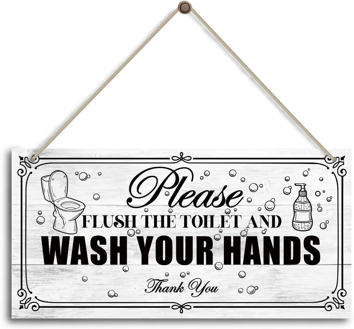 Amazon.com : Wash Your Hands Bathroom Sign - Toilet Wall Art Sign Home ...