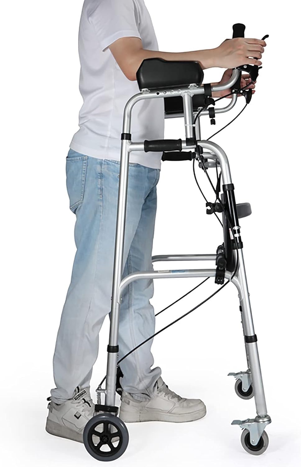 Amazon.com: Seniors Stand Upright Rolling Walkers with Seat&4 Wheels ...