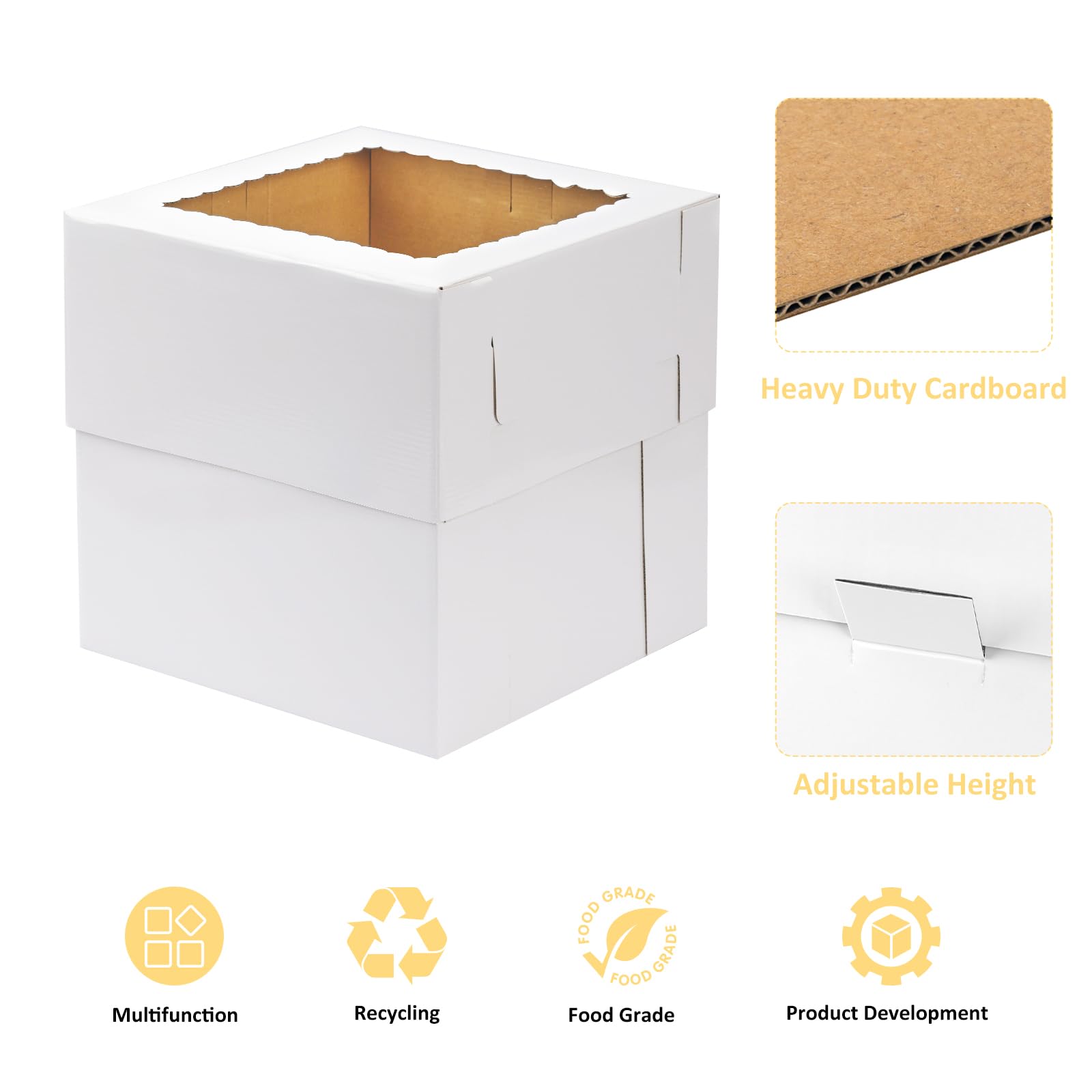 Snapklik.com : Moretoes 6 Pack 12x12x12 Inches Tall Cake Boxes 12 Inch